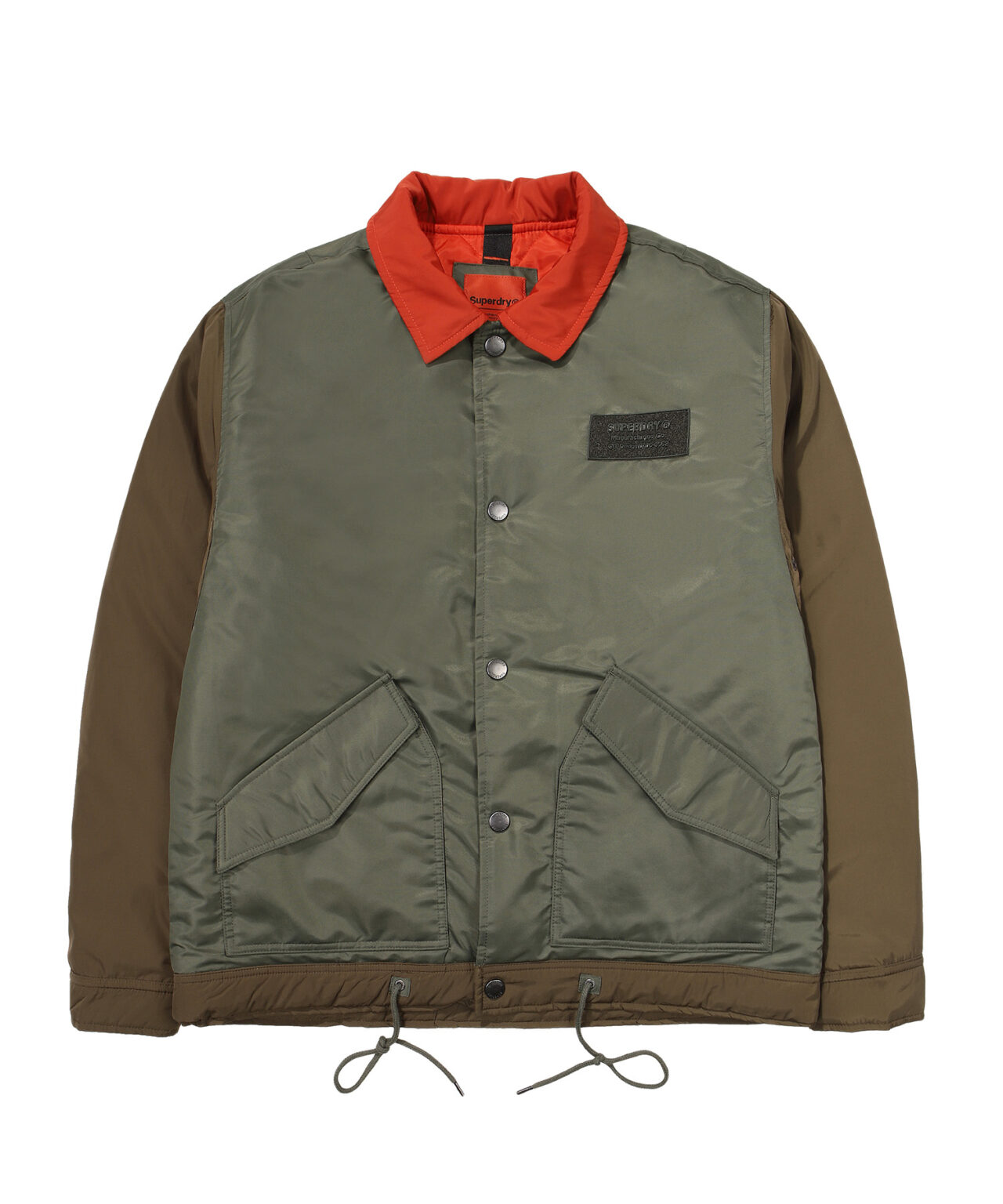 NYLON COLOUR BLOCK PADDING JACKET - KHAKI - Superdry