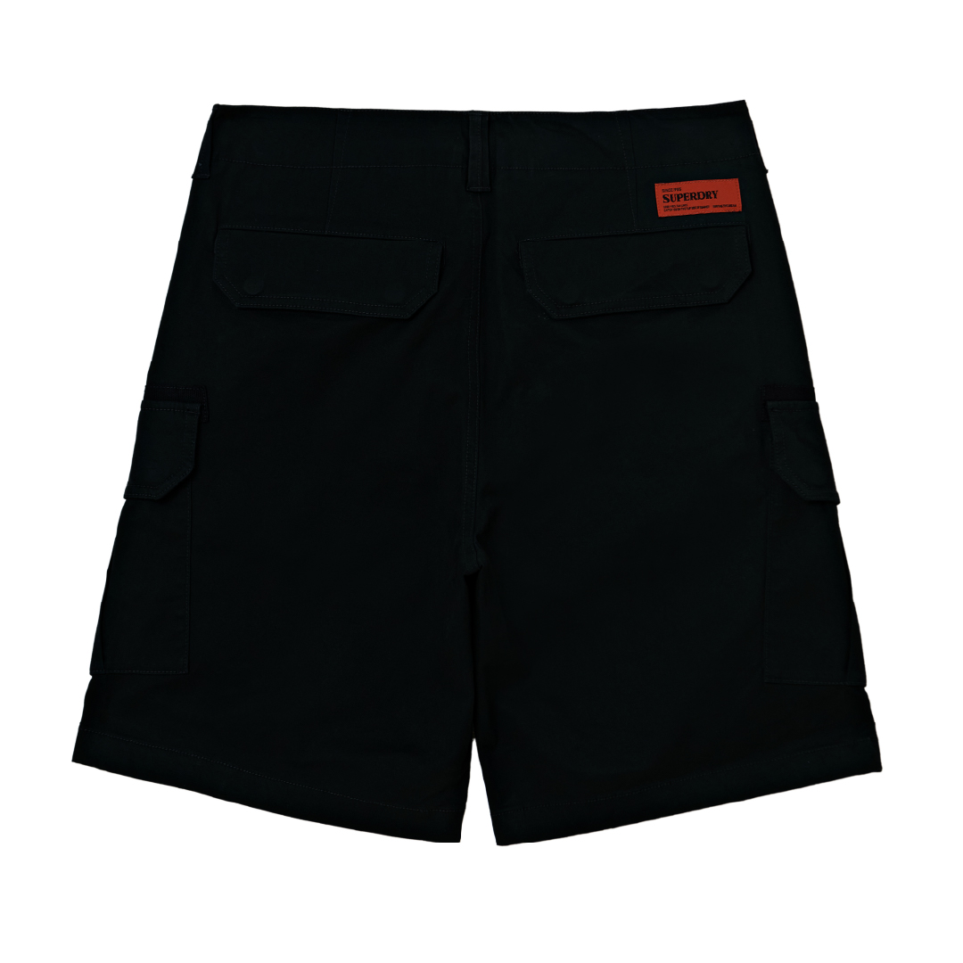 LABEL CARGO COTTON SHORTS - BLACK - Superdry