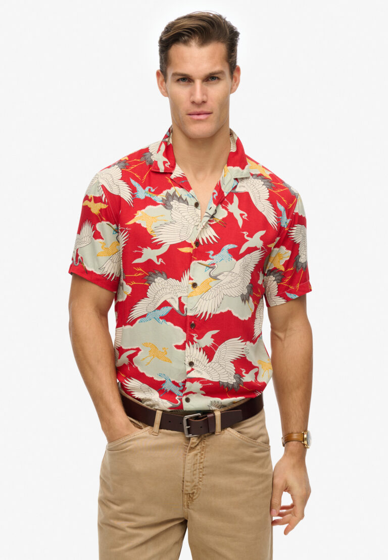 MERCHANT HAWAIIAN SHIRT - Tsuru Red - Superdry